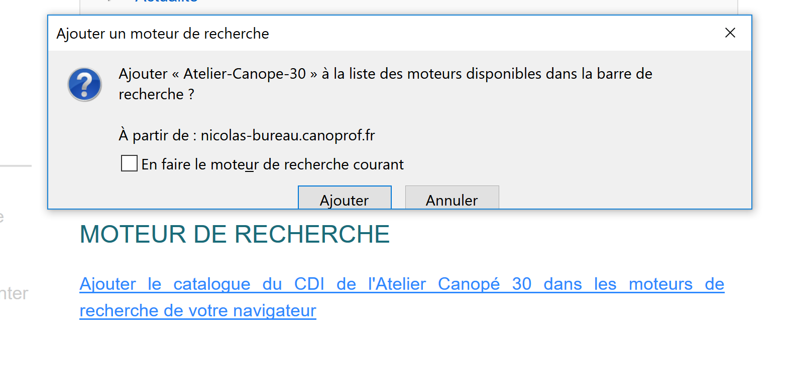 Ajouter un moteur de recherche "e-sidoc" dans votre navigateur